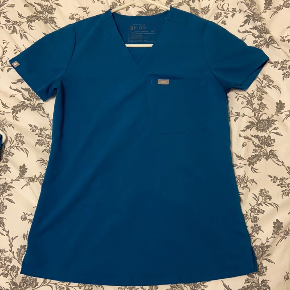 Figs Alps Blue Catarina Scrub Top Xxs - Gem